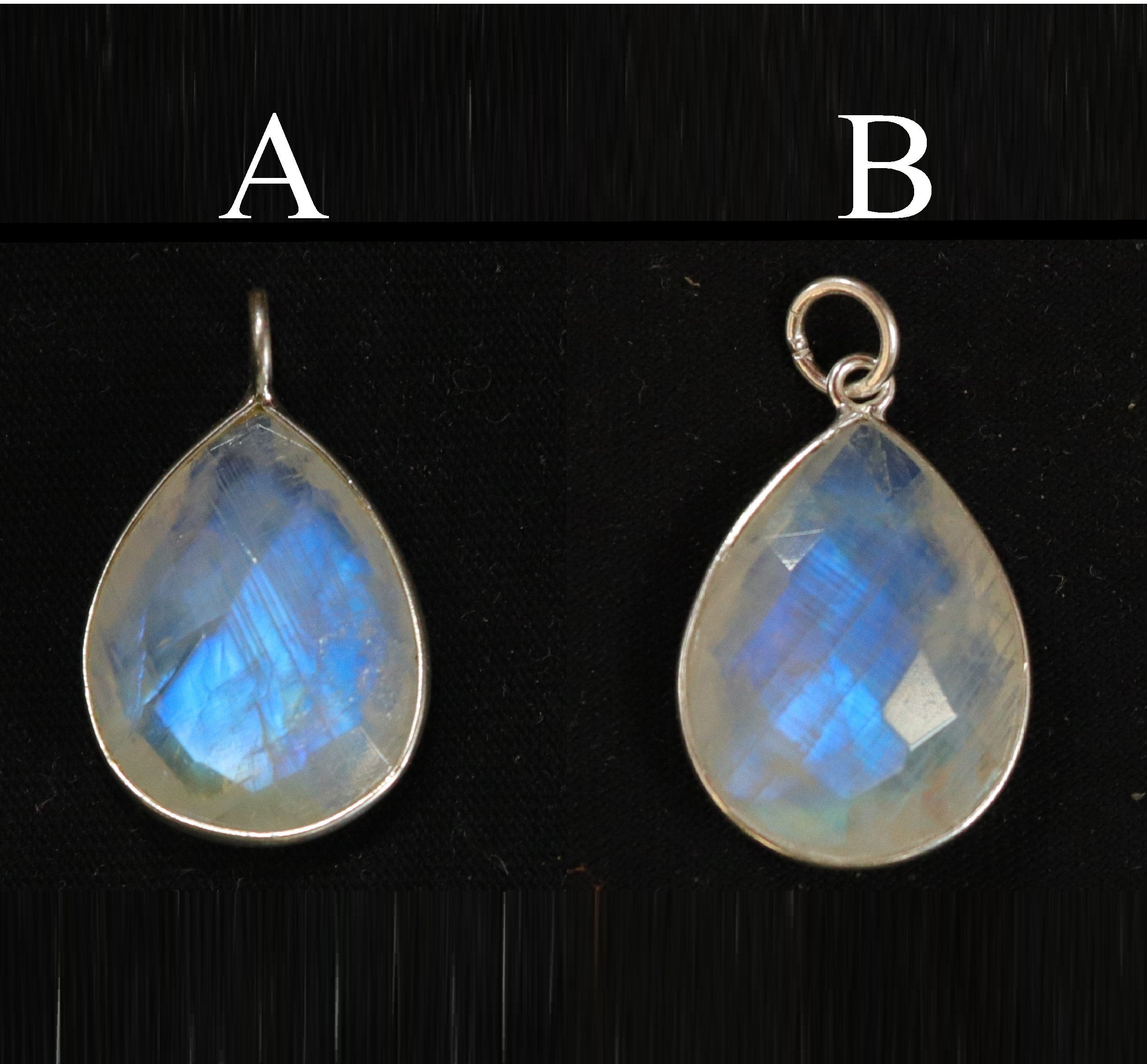 Natural White Rainbow Moonstone 20X15 mm Pear 92.5 Sterling | Etsy