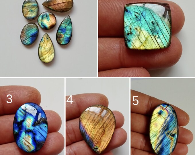Labradorite Multi Fire Mix Shape Cabochon Smooth Flat Bottom Jewelry ...