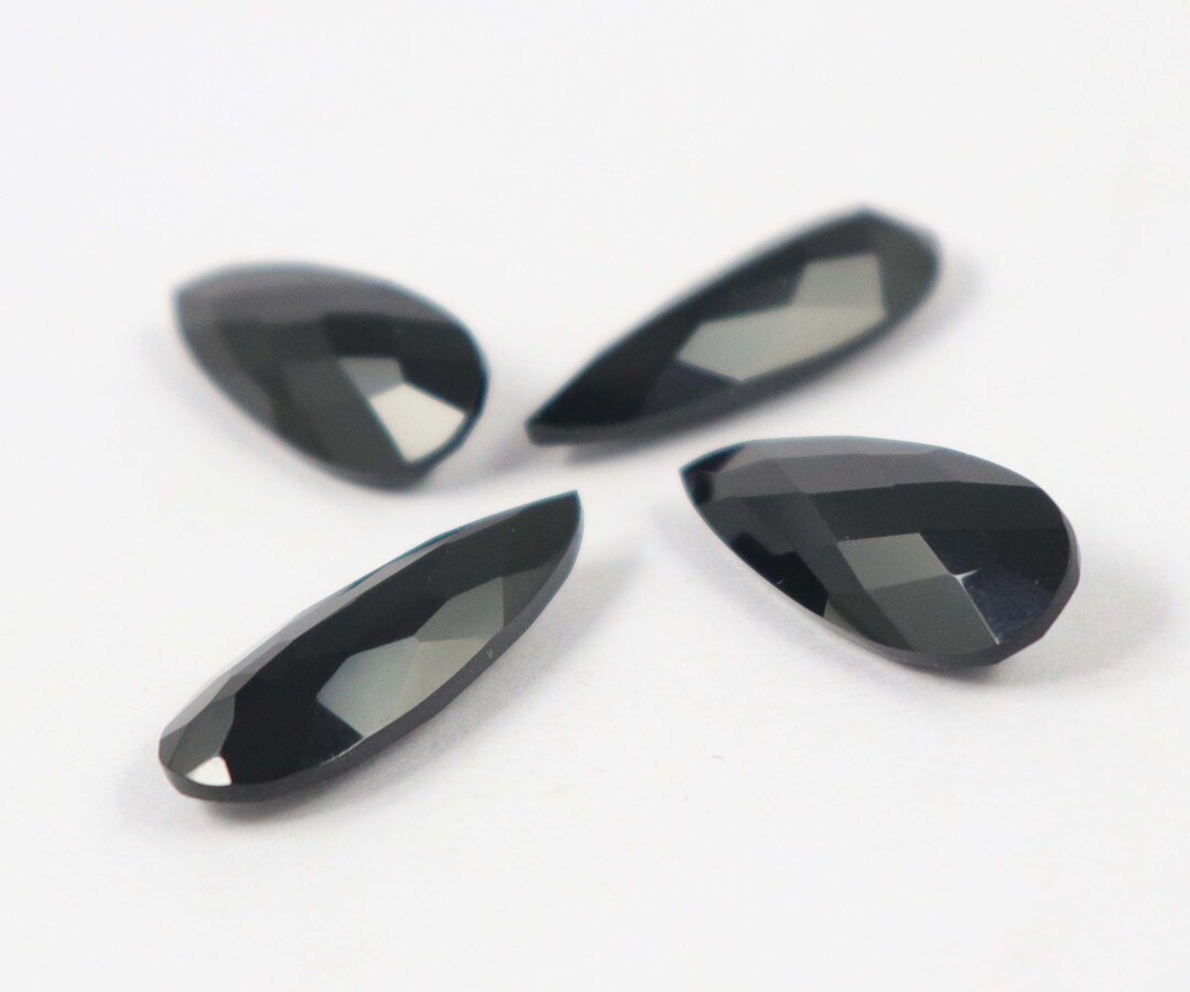1 Pair 30X10 Mm Black Onyx Pear Shape Checker Cut Making Handmade Loose ...