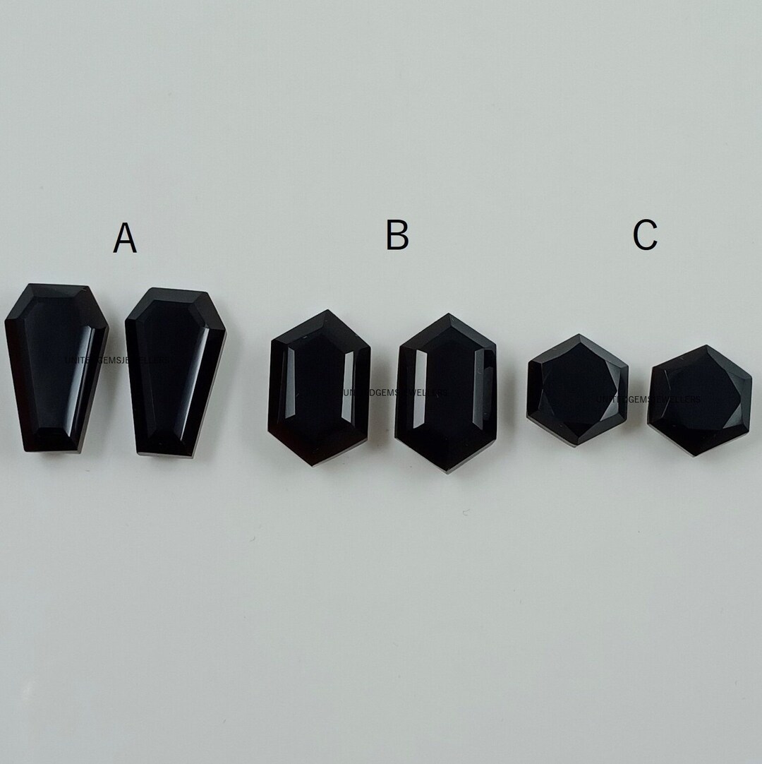 Natural Black Onyx Tablet Cut Both Side Tablet Cut Hexagon Coffin Cut ...