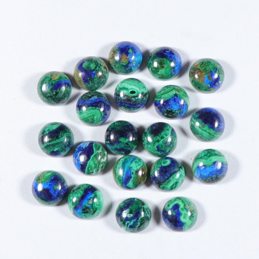 Azurite Malachite Gemstone Cabochons: 8mm Round, Jewelry Making (20 Pcs ...