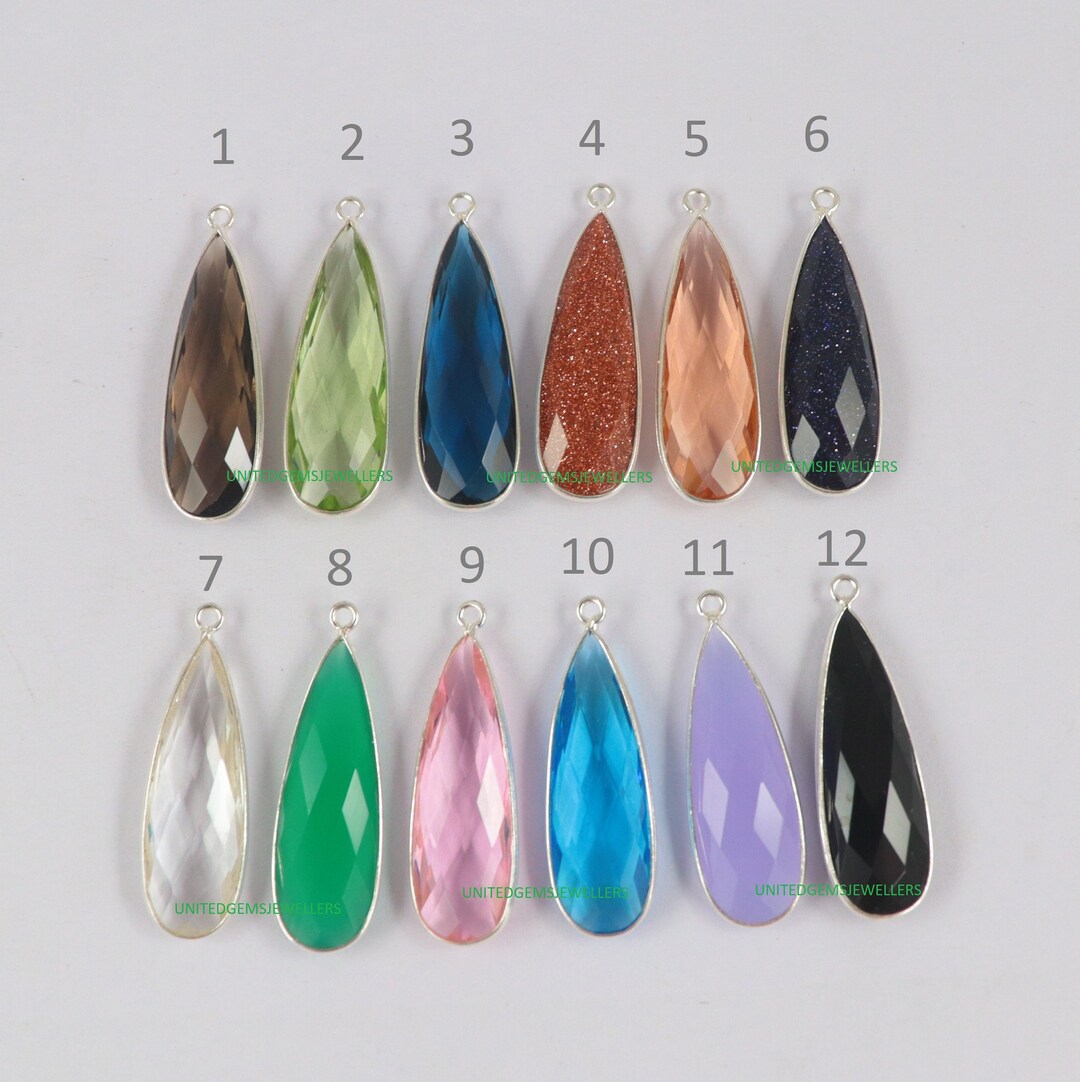 Pear Connector Long 35X10 Mm Pear Shape Connector Mix Gemstone - Etsy
