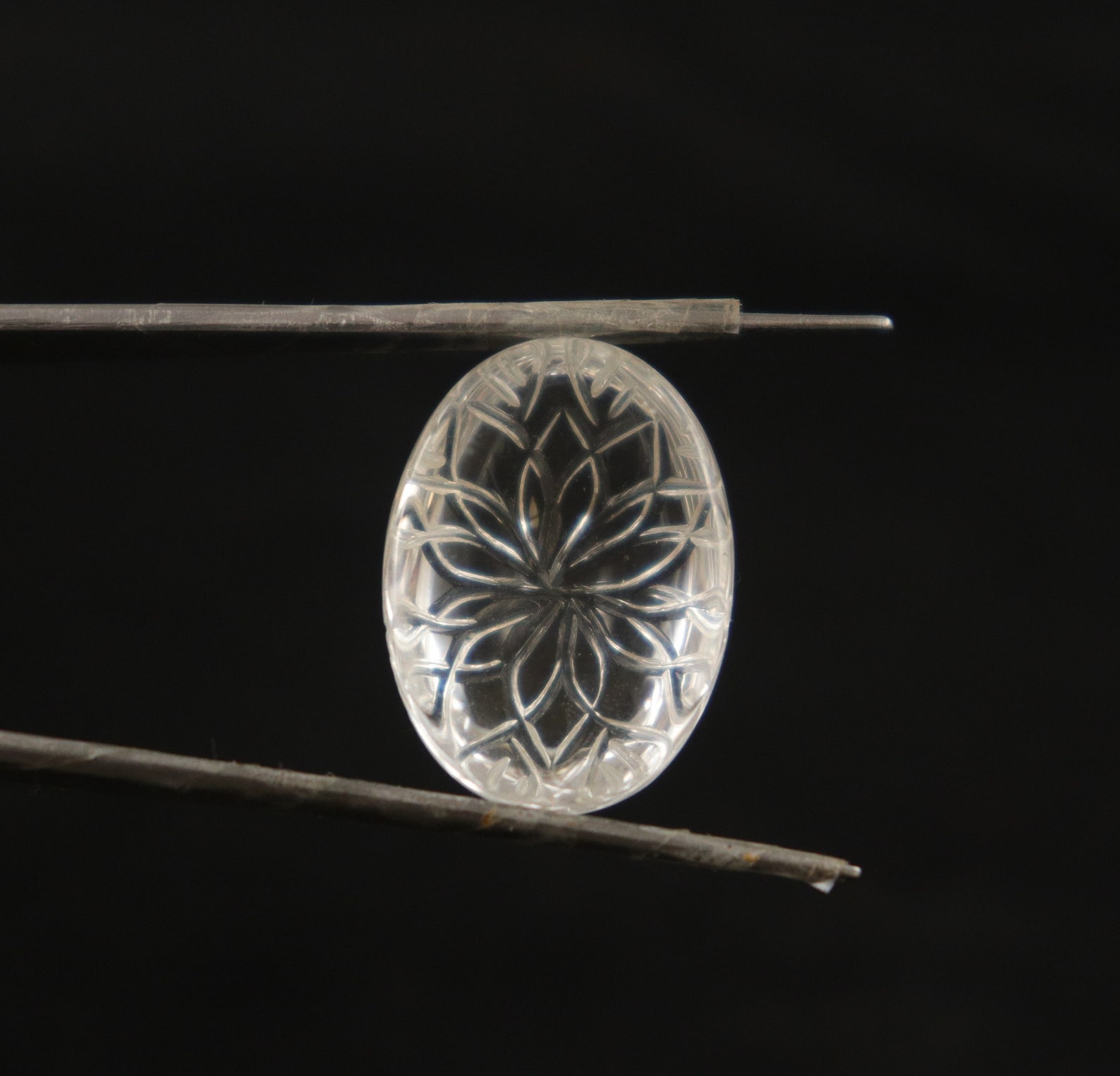 Crystal Quartz 22X16 Mm Oval Carving Cut Crystal Carving | Etsy India