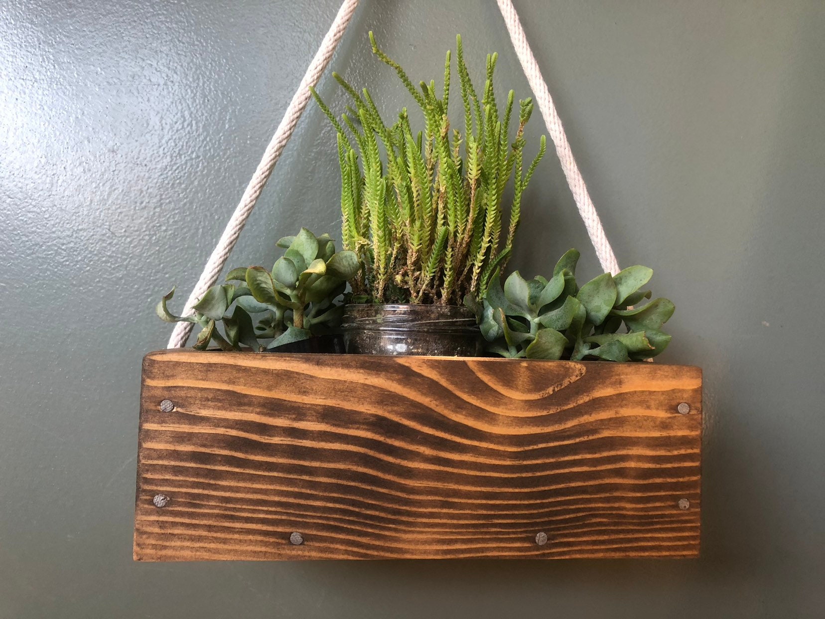 Wood Rope Planter Rustic Planter Box Farmhouse Planter Box - Etsy