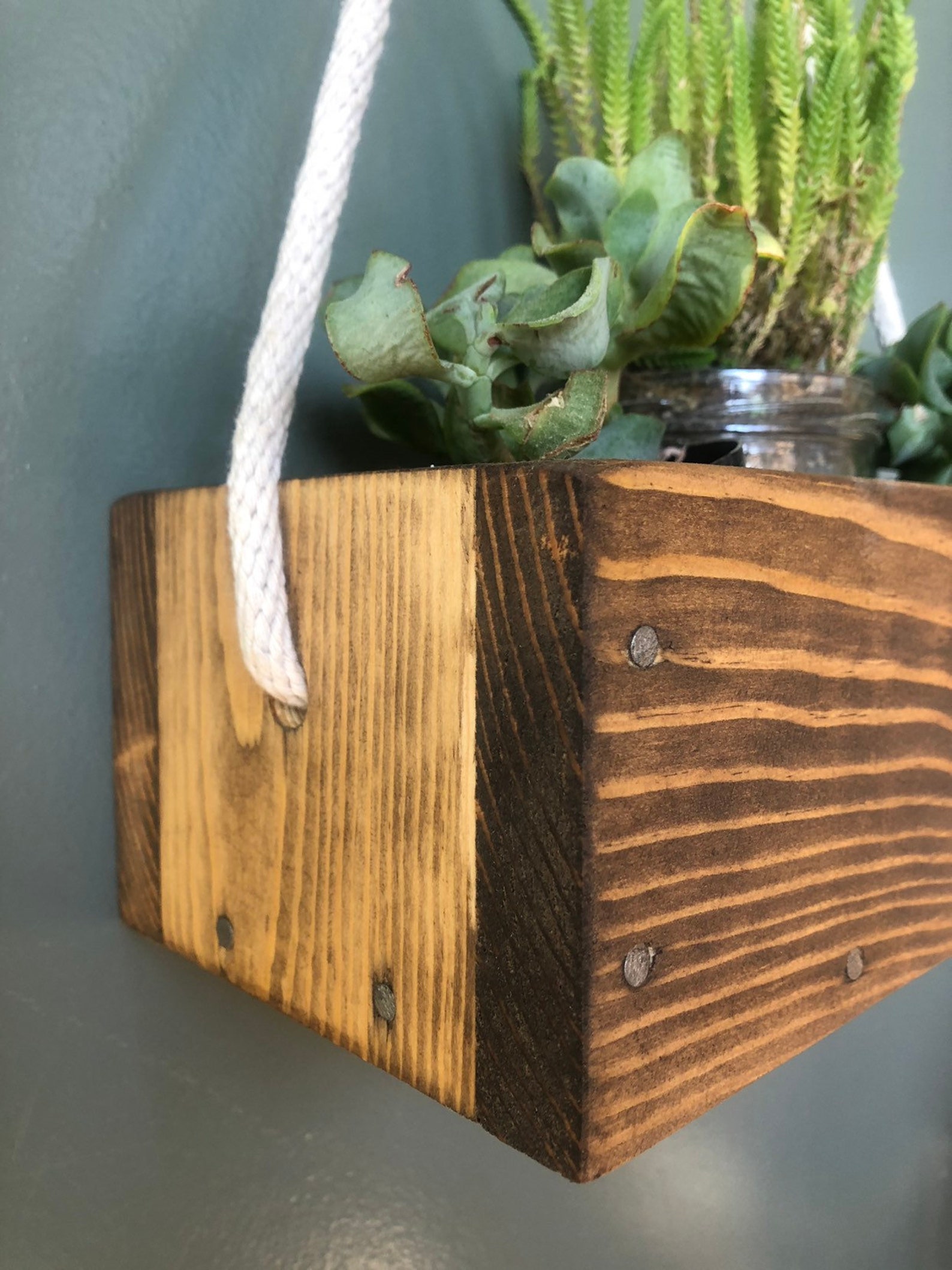 Wood Rope Planter Rustic Planter Box Farmhouse Planter Box - Etsy