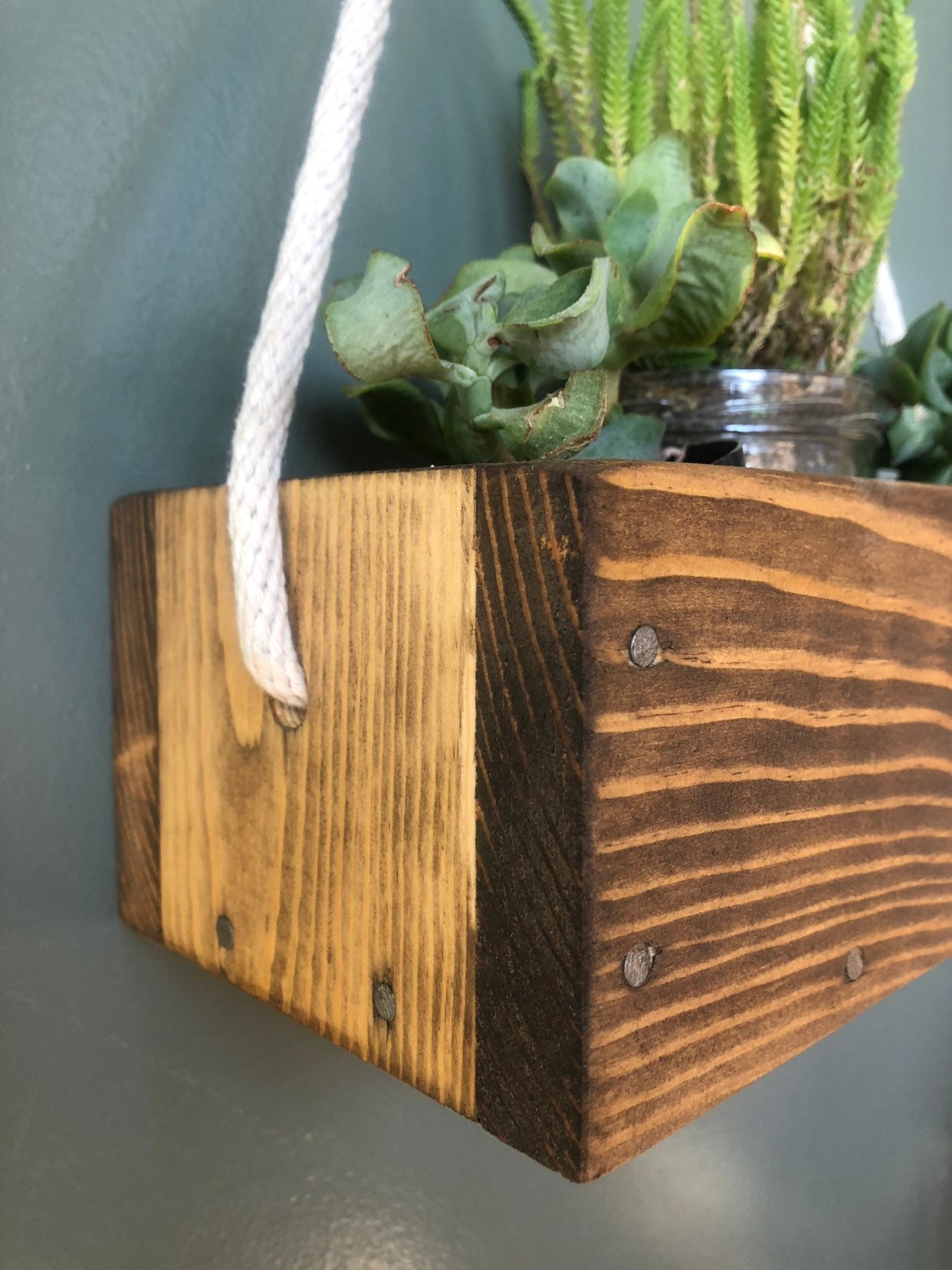 Wood Rope Planter Rustic Planter Box Farmhouse Planter Box - Etsy