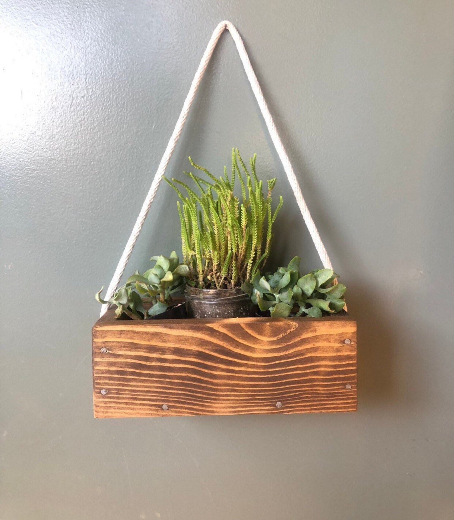 Wood Rope Planter Rustic Planter Box Farmhouse Planter Box - Etsy
