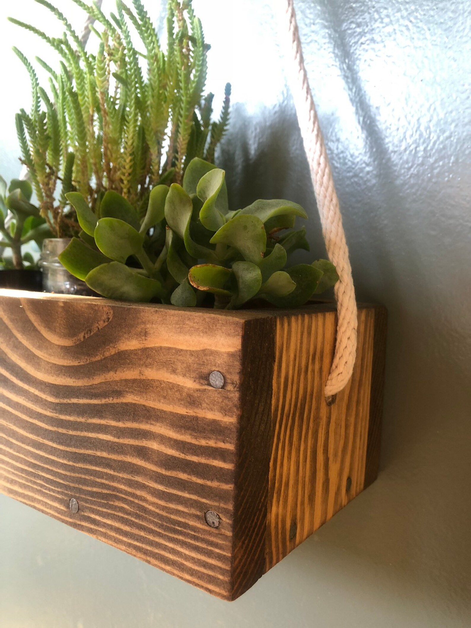Wood Rope Planter Rustic Planter Box Farmhouse Planter Box - Etsy