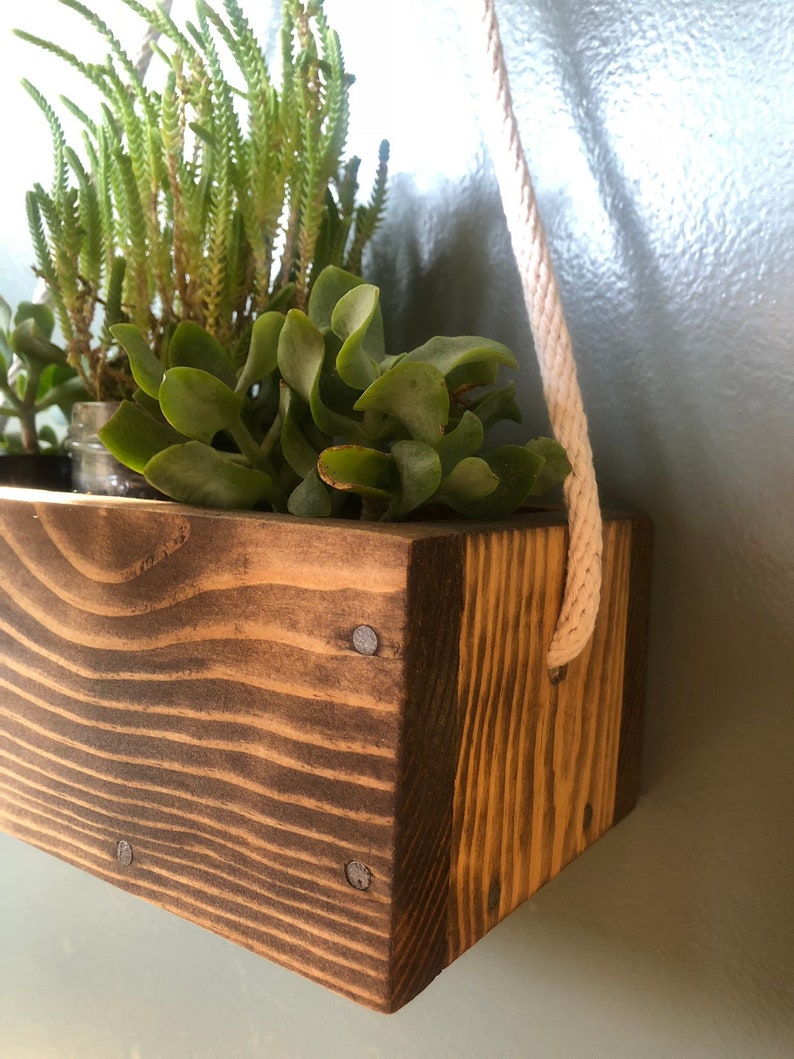 Wood Rope Planter Rustic Planter Box Farmhouse Planter Box - Etsy