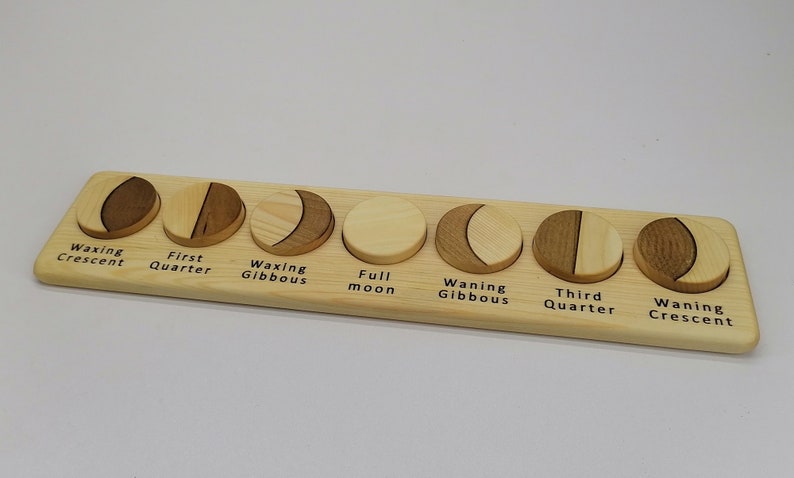 Moon Phases Wooden Puzzle Waldorf Montessori Material Moon Wood ...