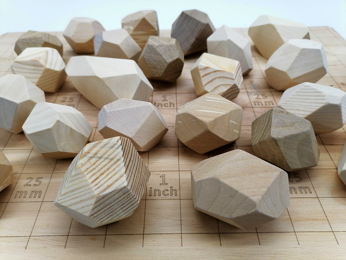 Geometric Wooden Building Blocks Toy Wooden Stones Wood Rocks - Etsy