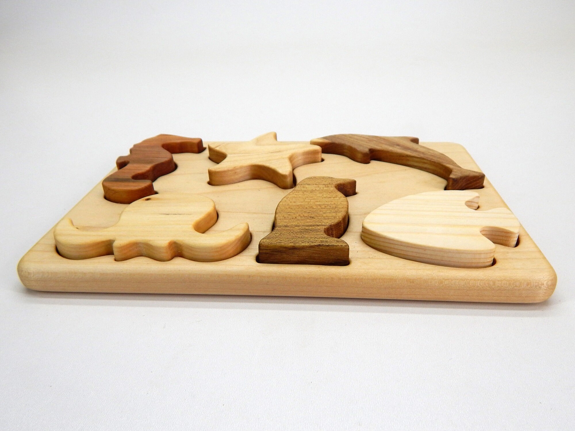 Wood Ocean Puzzle Sea Animals Busy Board Toy Fat Brain Sorter Toys ...