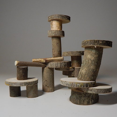 20 Natural Tree Building Blocks Montessori Inspired Wooden Toy - Etsy