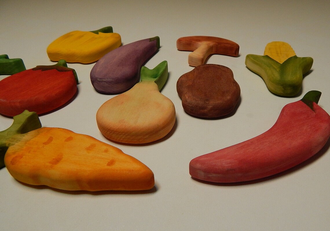 Wooden Food Play Vegetable Toy Children Cooking Set Wood Vegetables ...
