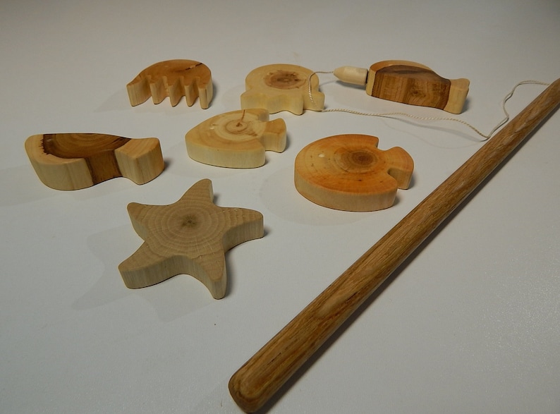 Wooden Fishing Game Toys Magnetic 10 Fishes Fishing Toy - Etsy