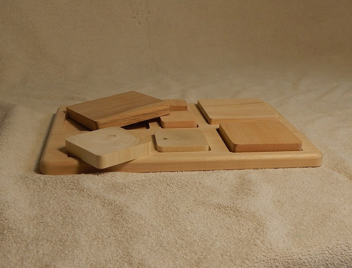 Wood Puzzle Square Montessori Puzzle Toy for Babies and - Etsy