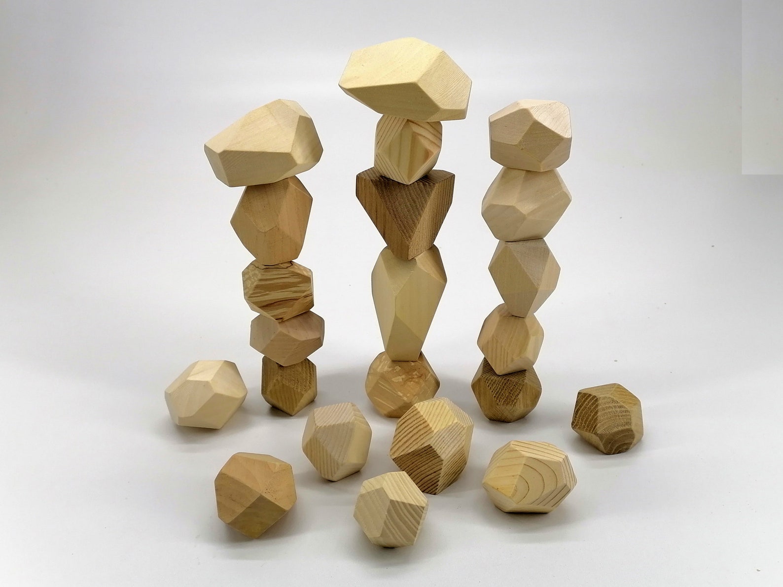 Geometric Wooden building Blocks toy Wooden stones Wood rocks | Etsy