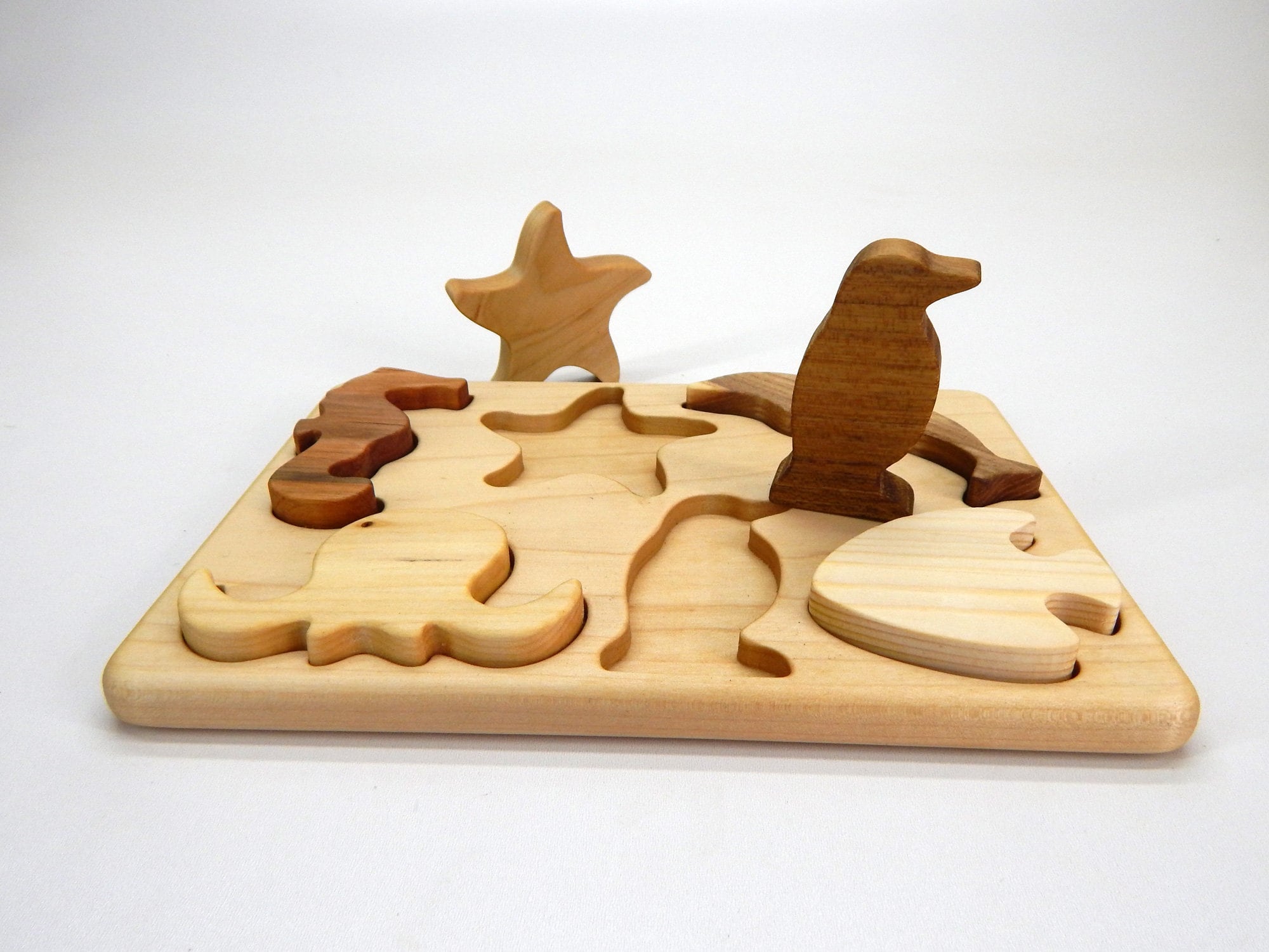 Wood Ocean Puzzle Sea Animals Busy Board Toy Fat Brain Sorter Toys ...