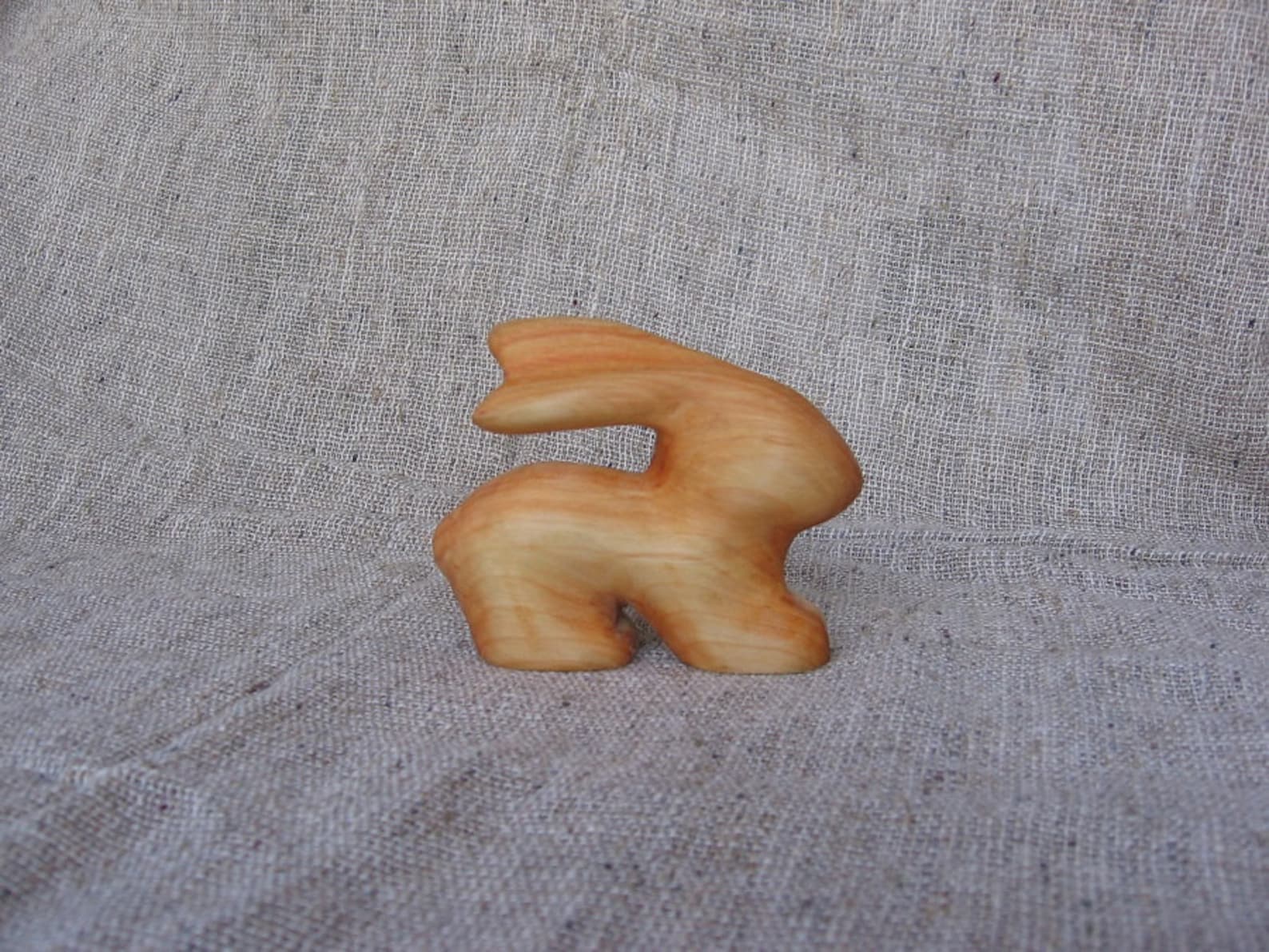 Wood Rabbit Toy Waldorf Animal Bunny Wooden Sculpture Figurine | Etsy