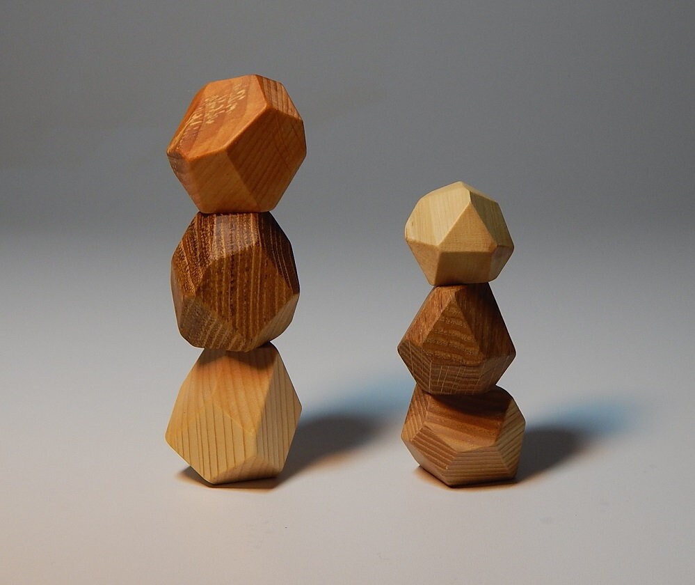 Balancing Game Wooden Blocks Wood Stones Tumi Waldorf | Etsy