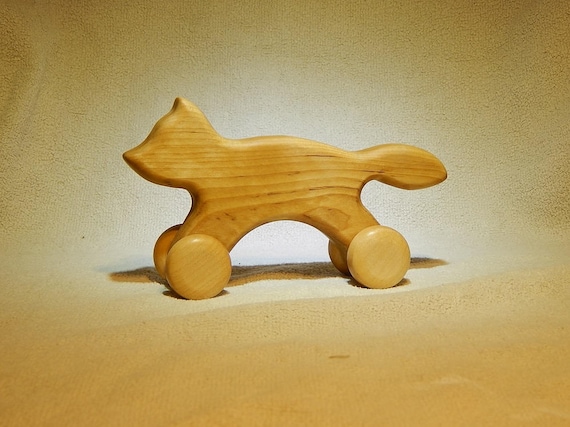 Wood Toy Fox Waldorf Push Toy Wood Pull Toys Gift for Toddler | Etsy