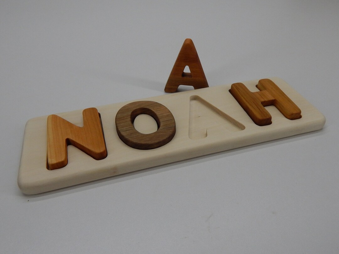 BIG Letters Name Wood Puzzle Board ABC Wooden Toy Letters Puzzle ...