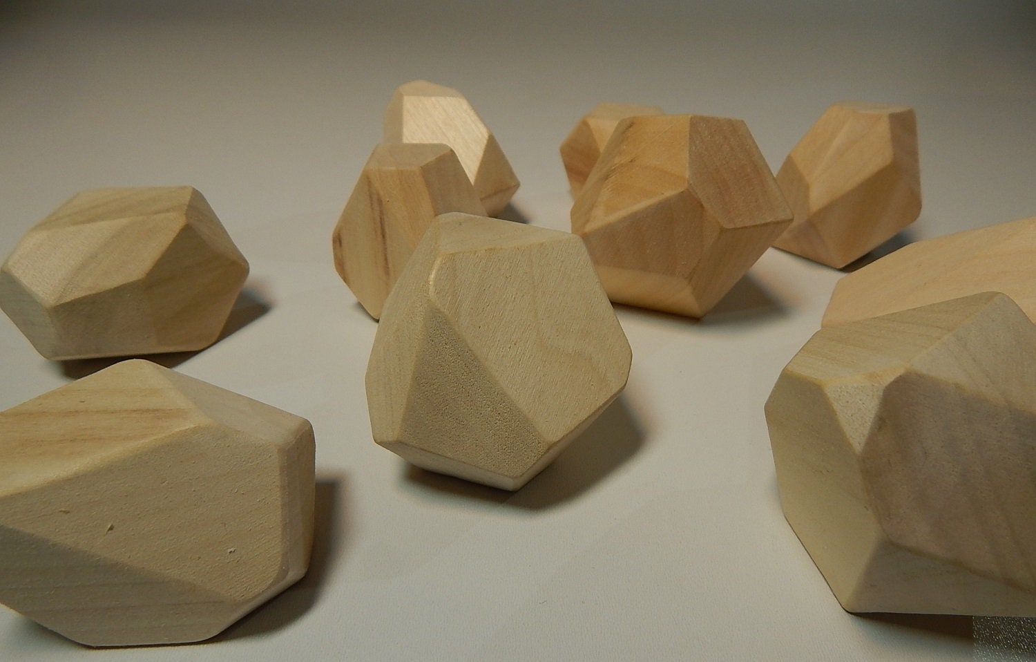 Geometric Wooden Building Blocks Toy Balancing Game Natural Wood Stones ...