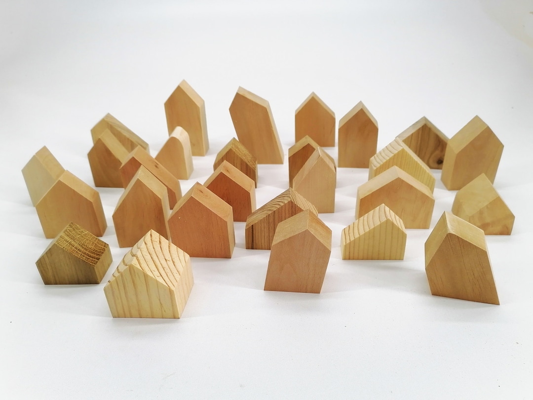 Wood House Shapes Well Polished Small Unfinished Wooden Buildings ...