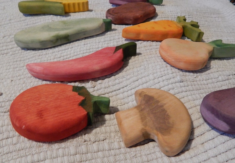 Wooden Food Play Vegetable Toy Children Cooking Set Wood Vegetables ...