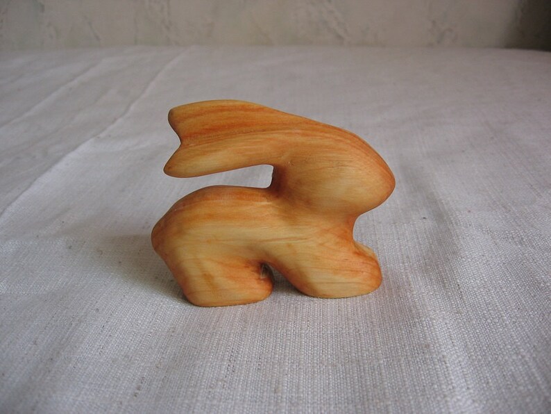 Wood Rabbit Toy Waldorf Animal Bunny Wooden Sculpture Figurine | Etsy