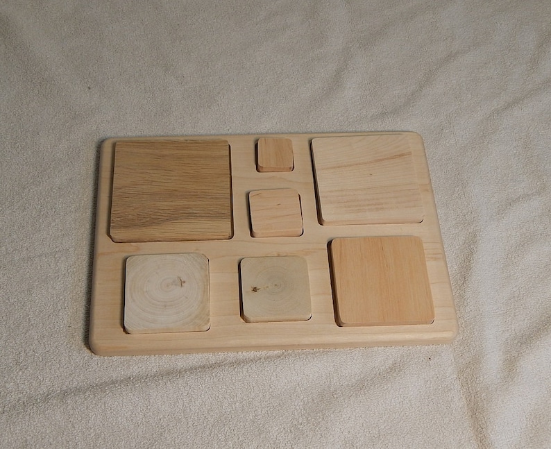 Wood Puzzle Square Montessori Puzzle Toy for Babies and | Etsy