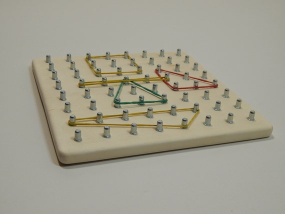 Geoboard Wood Wooden Geo Board Peg Metal Pins Graphing Busy | Etsy
