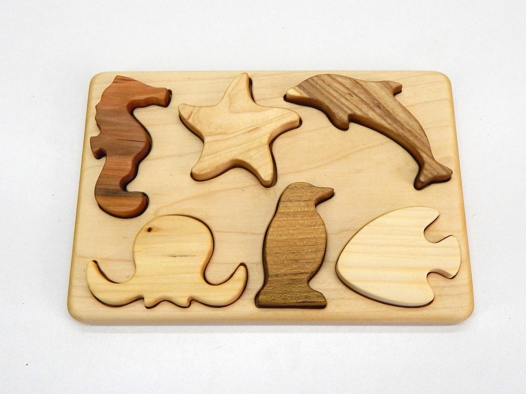 Wood Ocean Puzzle Sea Animals Busy Board Toy Fat Brain Sorter Toys ...