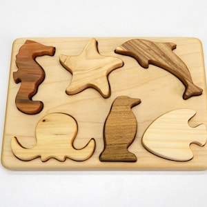 Wood Ocean Puzzle Sea Animals Busy Board Toy Fat Brain Sorter Toys ...