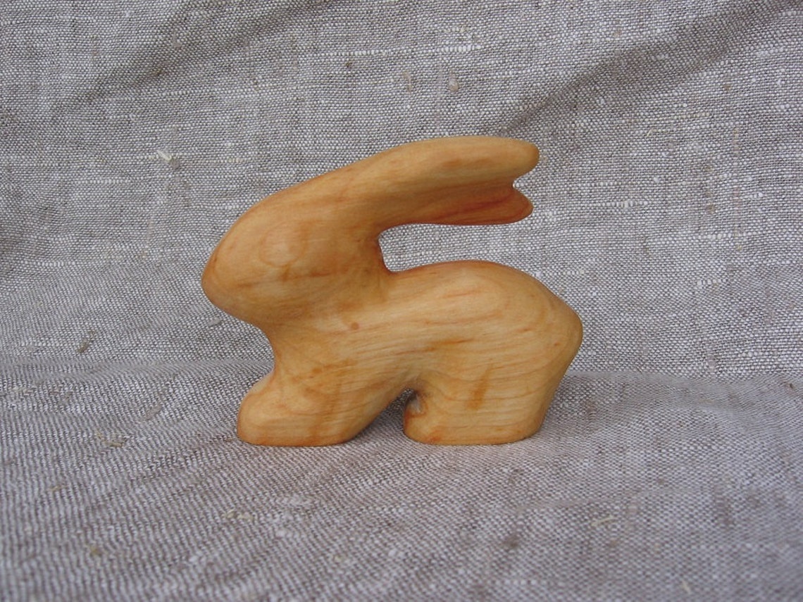 Wood Rabbit Toy Waldorf Animal Bunny Wooden Sculpture Figurine | Etsy