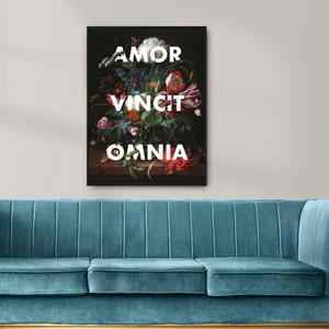 AMOR VINCIT OMNIA Art Print, Love Conquers All, Floral Art Print, Still ...