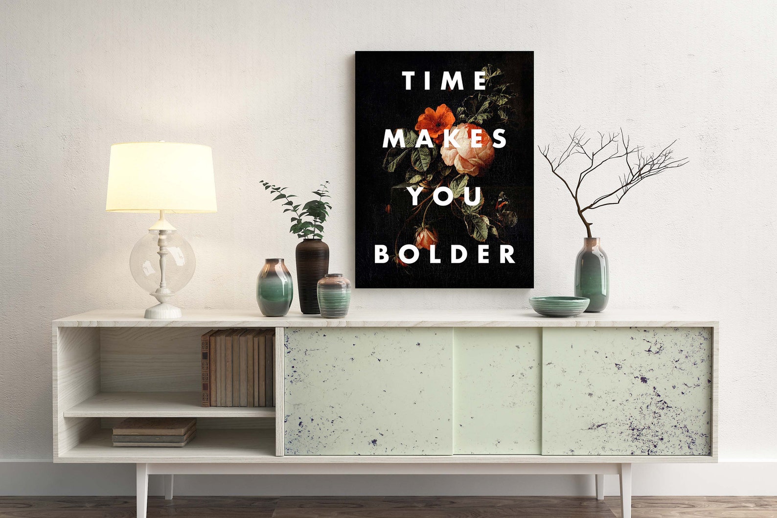 5x7 MINI Print Time Makes You Bolder Dark Floral Wall Art | Etsy