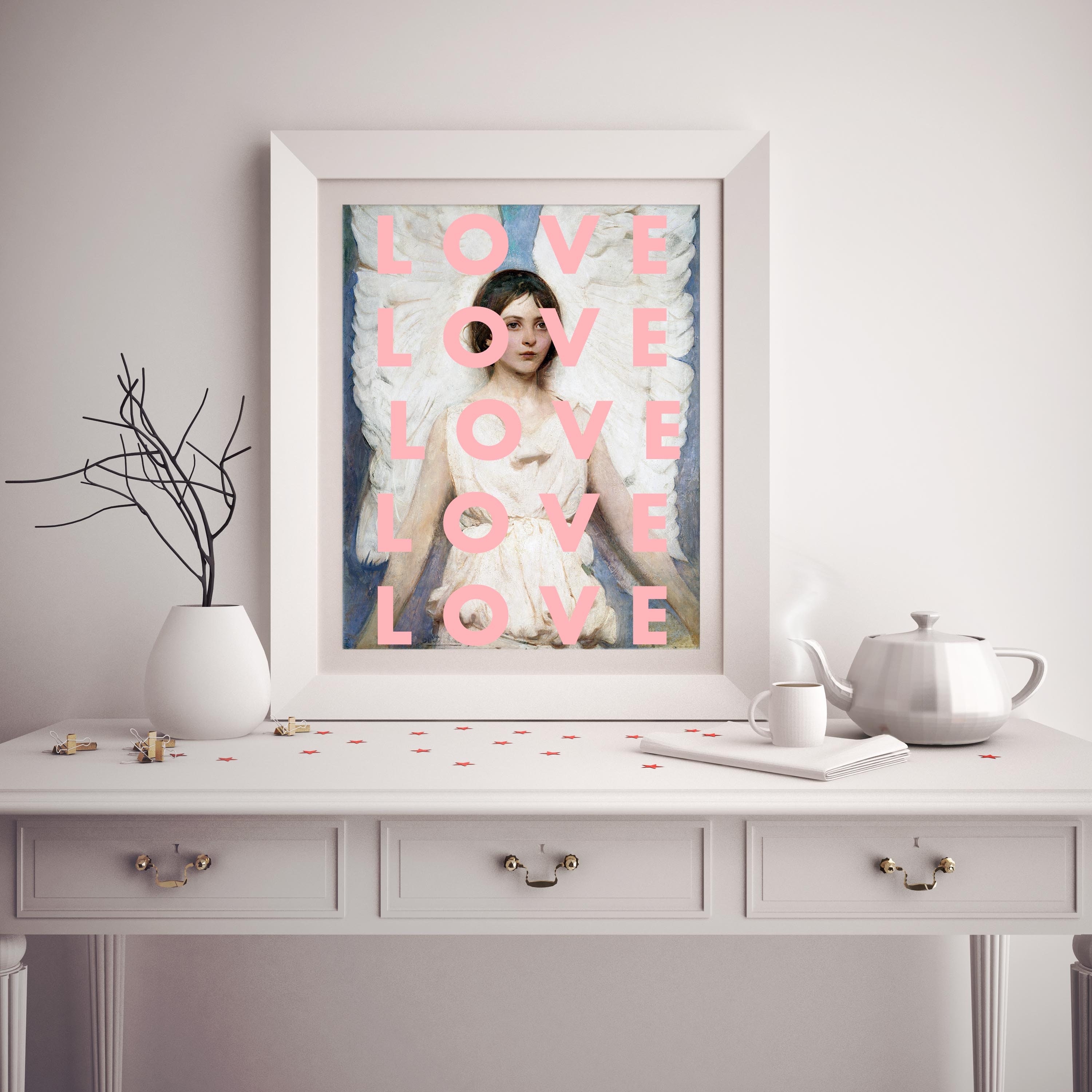 LOVE LOVE LOVE Print Large Wall Art Pink Wall Art 16x20 | Etsy