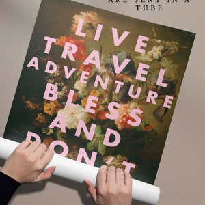 LIVE TRAVEL ADVENTURE Bless Quote Print, Girl Gift, Jack Kerouac ...