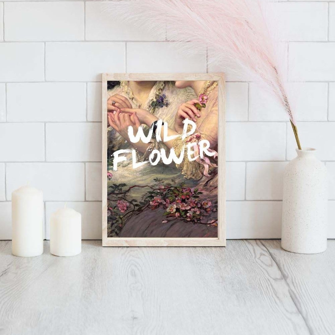 Wild Flower Word Art Print: Retro Oil Painting - Etsy