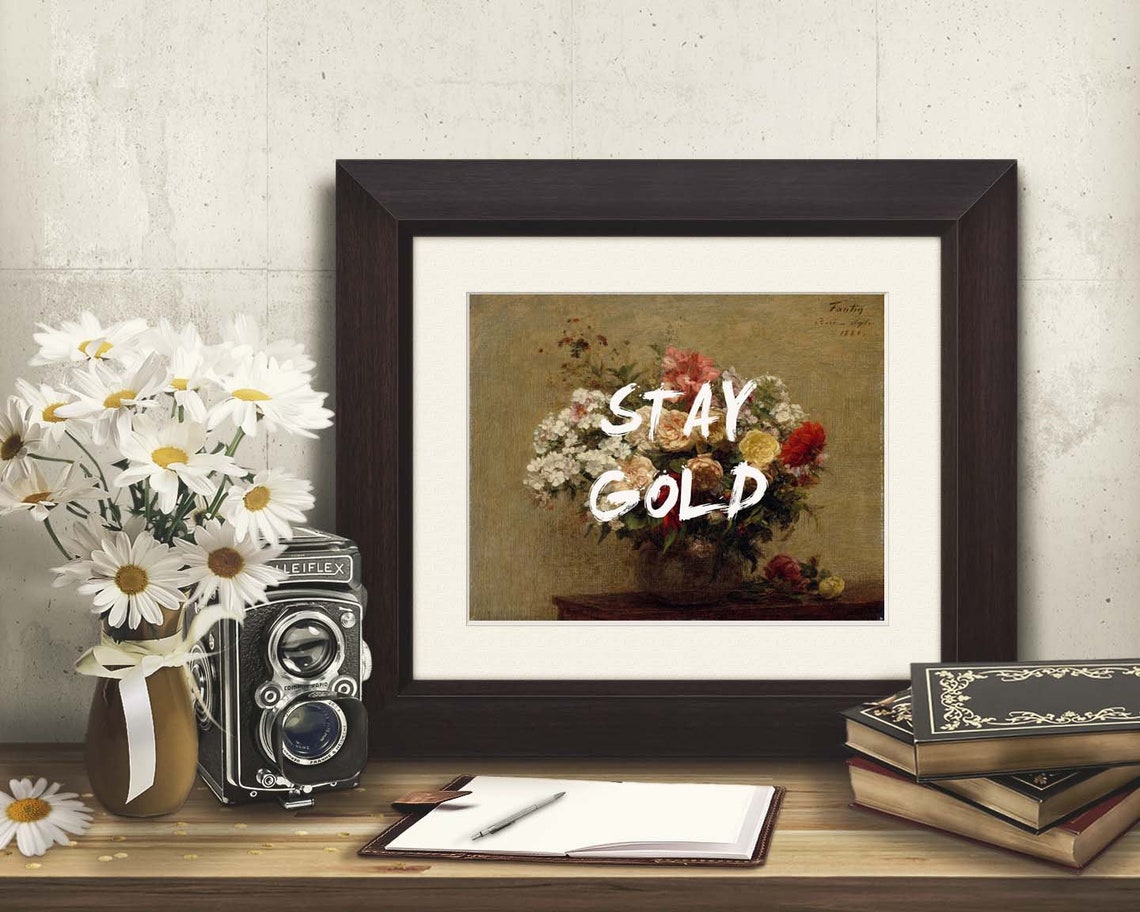 FLORAL ART PRINT Stay Gold Still Life Painting Print 16x20 | Etsy
