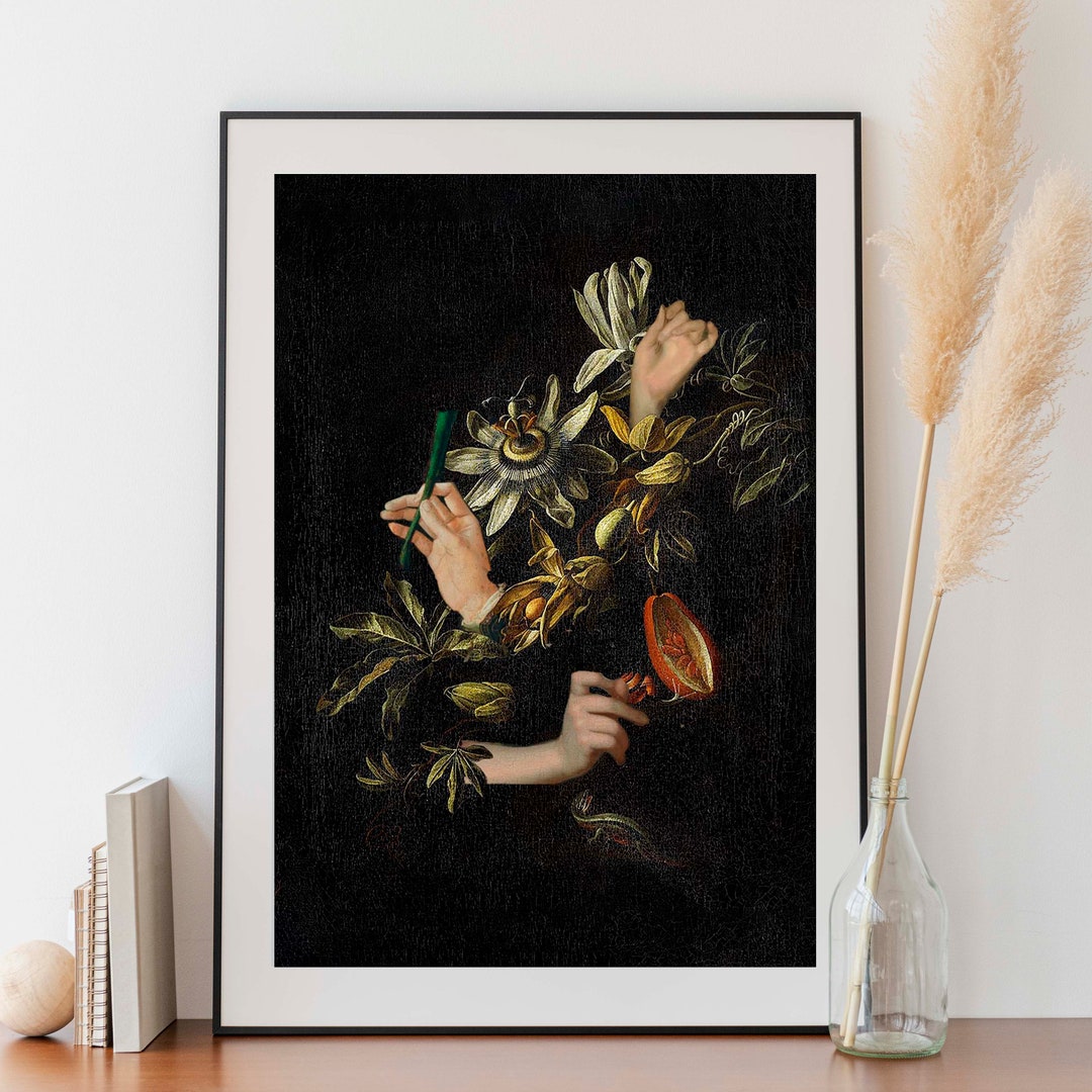 Dark Floral Still Life Art Print, Botanical Print, Surreal Altered ...