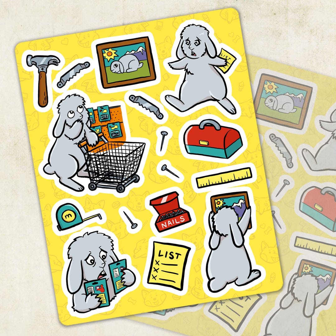 Rabbit Stationery Sticker Sheet Home Improvement Sticker Sheet Craft ...