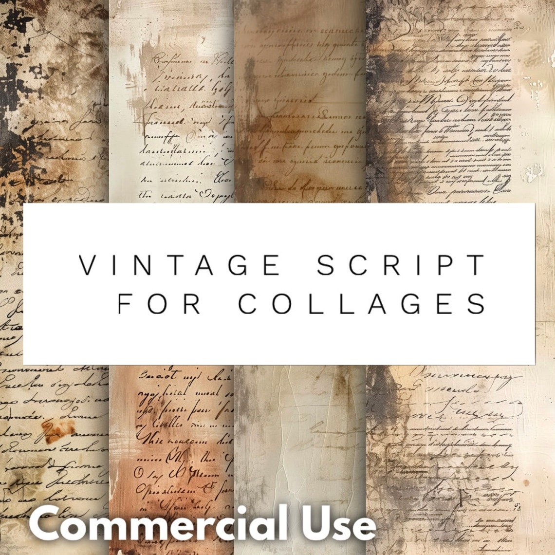 Vintage Script on Paper Digital Set Vintage Collection Junk Journaling ...