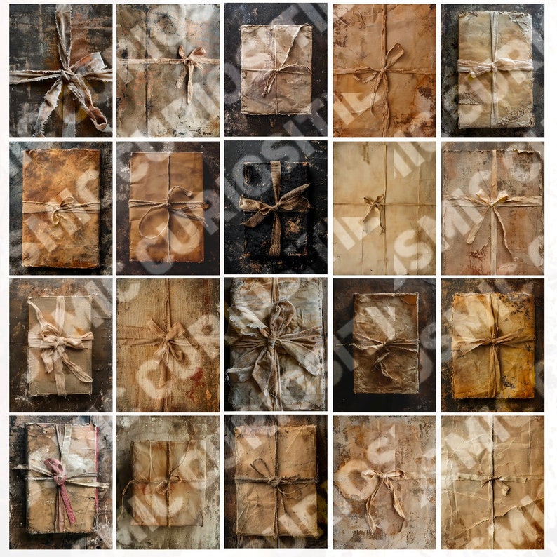 Vintage Parcel With Ribbon Digital Set Vintage Collection Junk ...