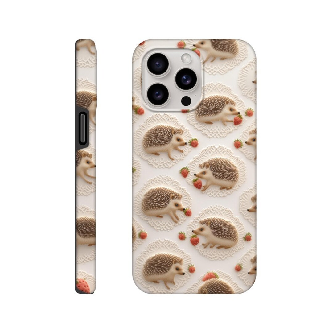 Cute Hedgehogs and Strawberry on Lace Kawaii Phone Cover Gift for Mom ...