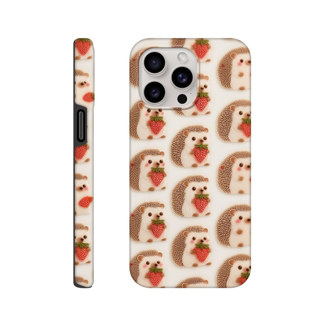 Cute Hedgehogs and Strawberry Kawaii Phone Cover Gift for Mom Tough ...