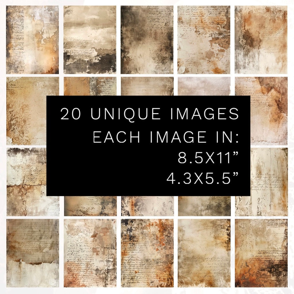 Vintage Script on Paper Digital Set Vintage Collection Junk Journaling ...