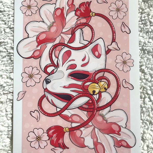 Anime Kitsune Face Mask - Etsy