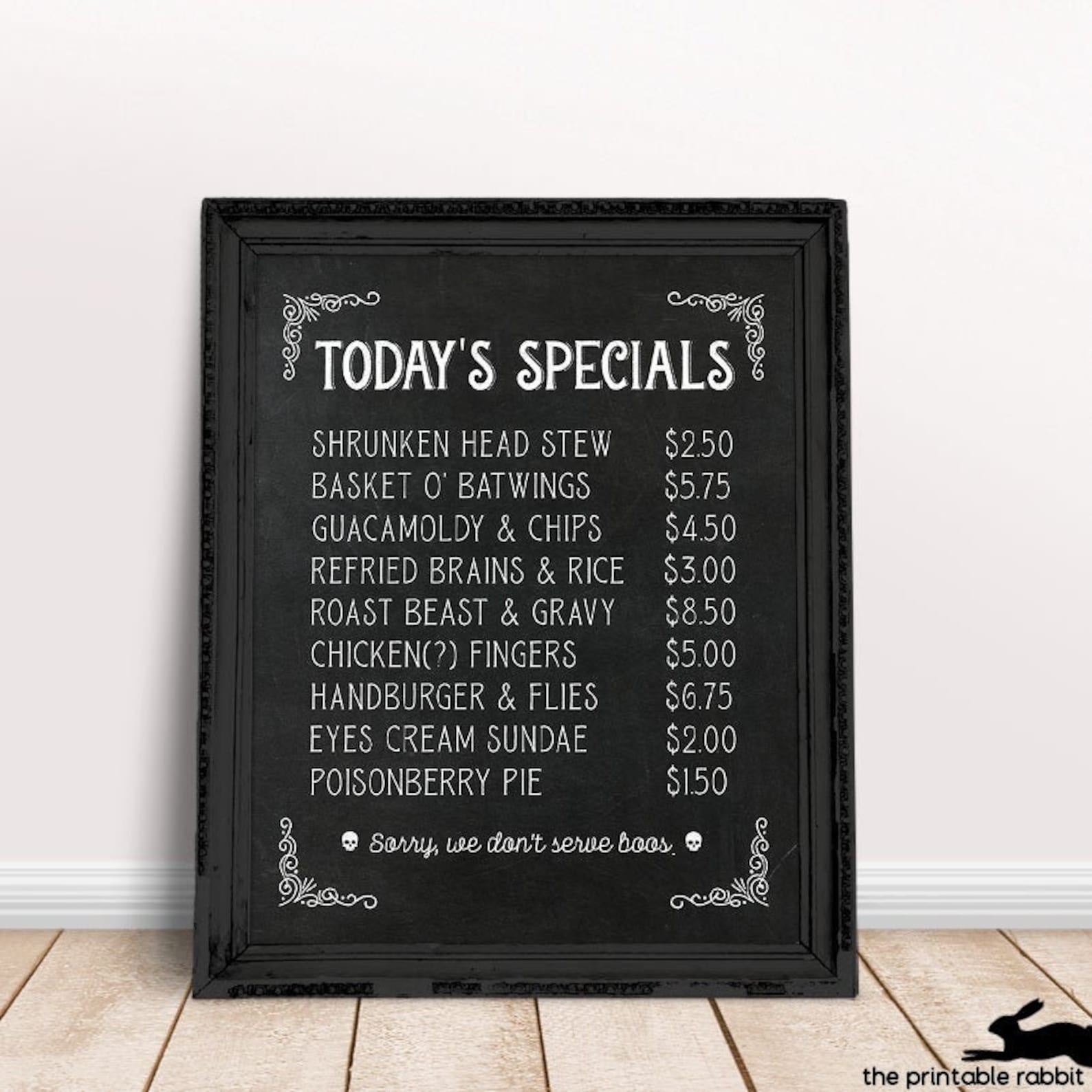 Printable Halloween Menu Sign, Creepy Kitchen Decor, Digital File ...